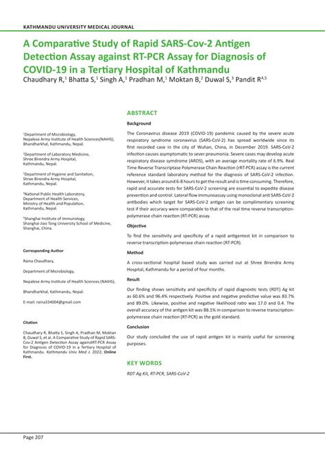 Pdf A Comparative Study Of Rapid Sars Cov 2 Antigen Detection Assay