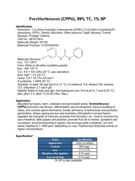 Forchlorfenuron Cppu Pdf Germination Chemistry