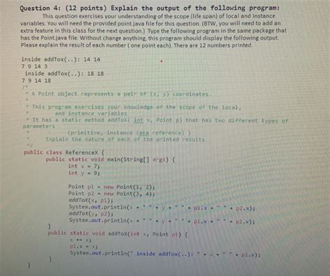 solved question 4 12 points explain the output of the