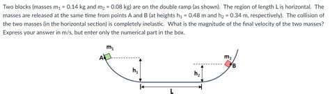 Solved Two Blocks Masses M1 0 14 Kg And M2 0 08 Kg Are On