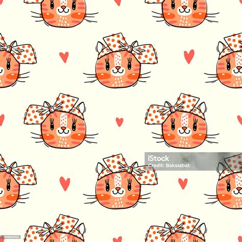 고양이와 활의 귀여운 Fase와 완벽 한 패턴입니다 패션 귀 엽 다 키티 벡터 일러스트 0명에 대한 스톡 벡터 아트 및 기타 이미지 0명 Fashion Show
