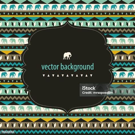 벡터 민족 패턴입니다 추상적인 배경입니다 기하학적 테두리입니다 코끼리와 전통적인 화려한 장식입니다 벡터 0명에 대한 스톡 벡터 아트 및 기타 이미지 Istock