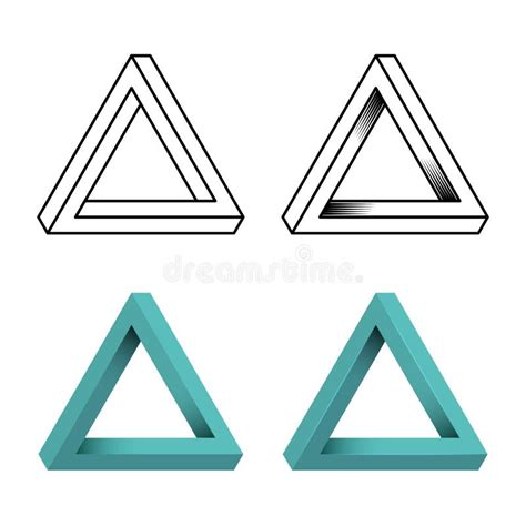 3d Triangle Optical Illusion Set Stock Vector Illustration Of