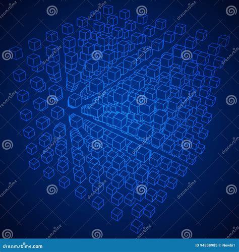 Wireframe Mesh Cube Stock Vector Illustration Of Design