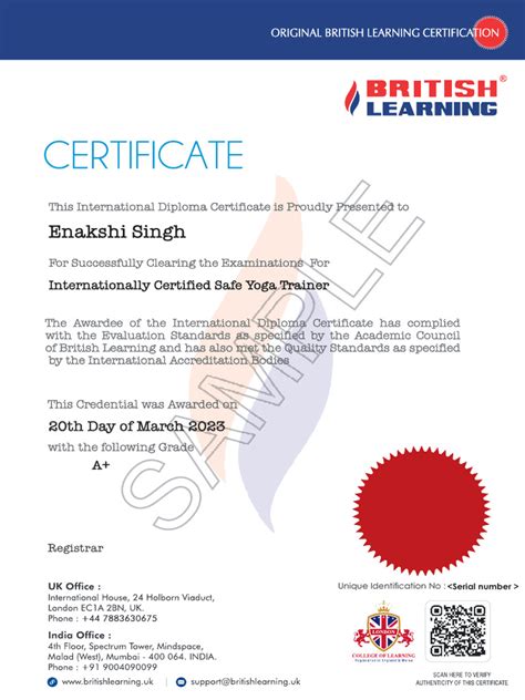 British Sample Certficate With Latesh Chnges Of Yoga Course Pdf