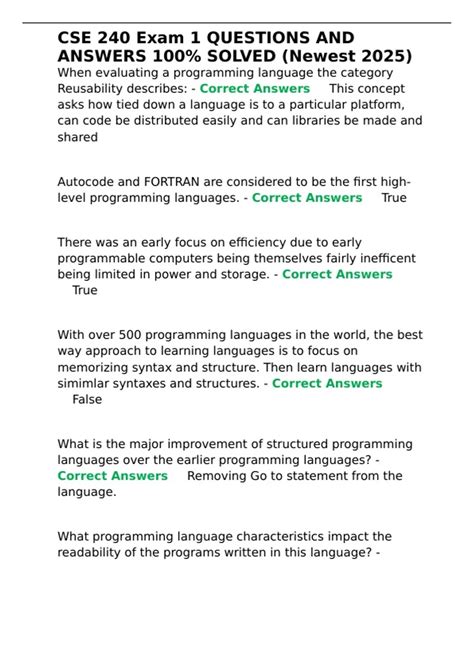 Cse 240 Exam 1 Questions And Answers 100 Solved Newest 2025 Cse 240 Exm 1 To Finl Stuvia Us