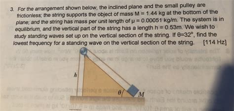 Solved 3 For The Arrangement Shown Below The Inclined Chegg
