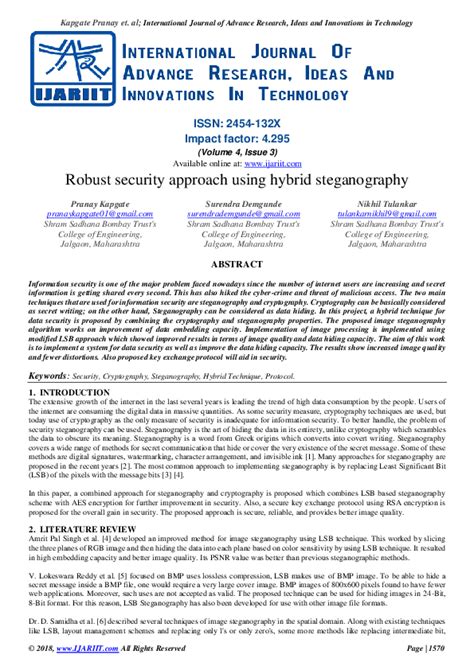 Pdf Robust Security Approach Using Hybrid Steganography