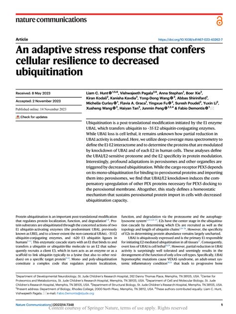 Pdf An Adaptive Stress Response That Confers Cellular Resilience To