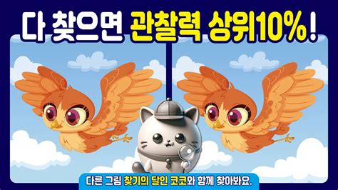 다른그림찾기 037다 찾으면 관찰력 상위10 두뇌운동치매예방 Youtube