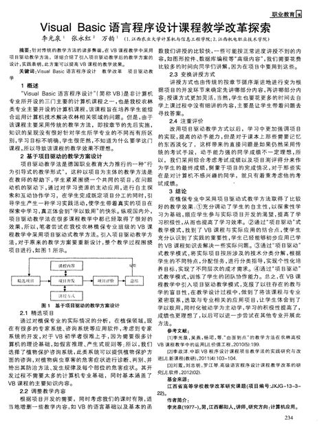 Visual Basic语言程序设计课程教学改革探索word文档在线阅读与下载无忧文档