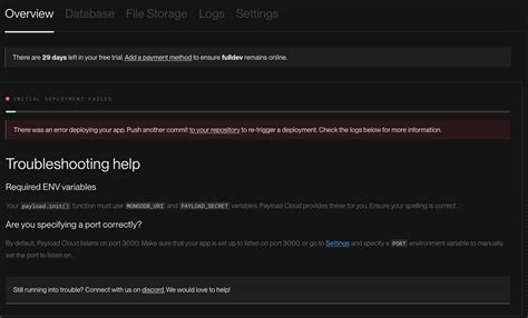 Cloud Dashboard Not Showing Initial Build Logs When Error · Issue 3266 · Payloadcmspayload