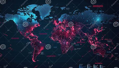 digital world map with data points highlighting global activity stock image image of cyber