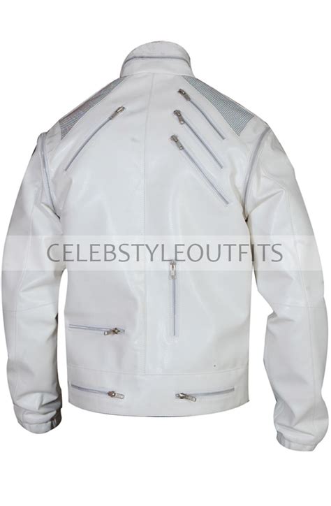 Michael Jackson Beat It Song Mens Biker White Leather Jacket