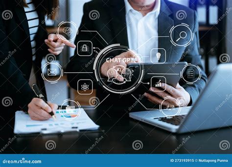man and woman using chatbot in computer and tablet smart intelligence