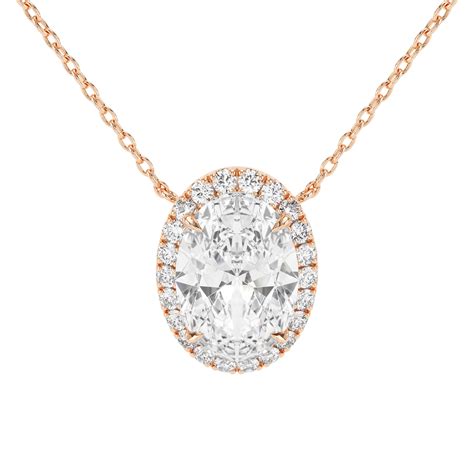 Stella Oval Halo Diamond Pendant