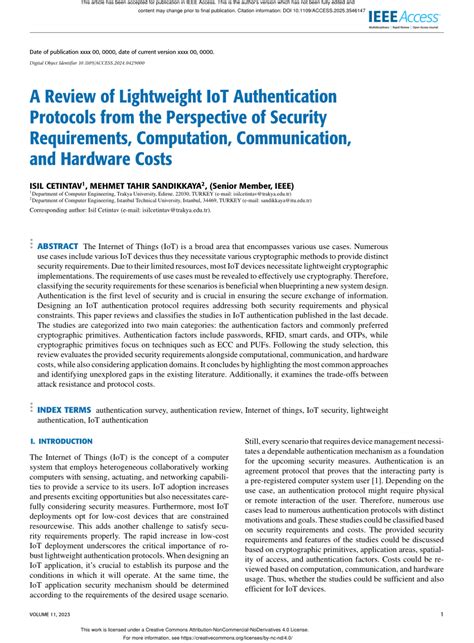 pdf a review of lightweight iot authentication protocols from the