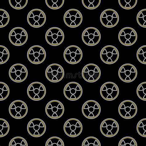 Radiation Vector Radioactive Warning Dark Outline Seamless Pattern Stock Vector Illustration