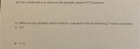 Solved For A Shell With N What Are The Possible Chegg
