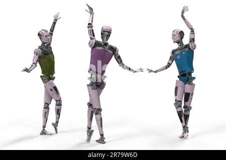 Robot Ballet Dancers D Illustration Dancing Humanoid Robot Android Humanoid Cyborg
