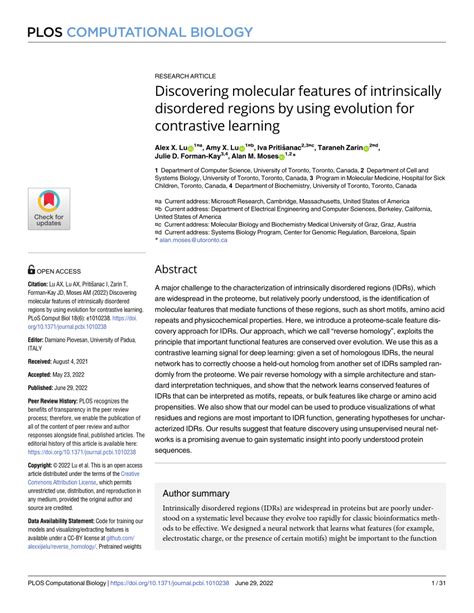 Pdf Discovering Molecular Features Of Intrinsically Disordered