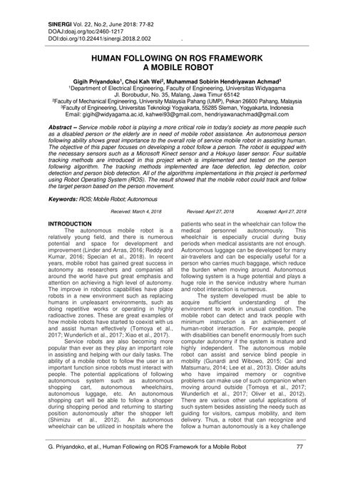 PDF HUMAN FOLLOWING ON ROS FRAMEWORK A MOBILE ROBOT