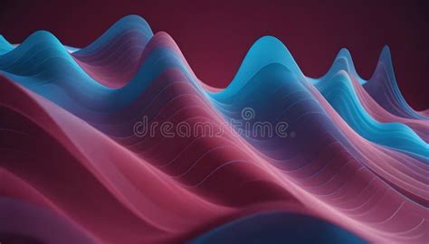 Abstract Image Of A Series Of Blue And Pink Waves Creating A Textured And Dynamic Landscape