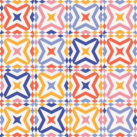 Vector Geometric Seamless Pattern With Colorful Elements Stars