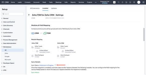 zoho fsm zoho fsm extension for zoho crm direct data sync