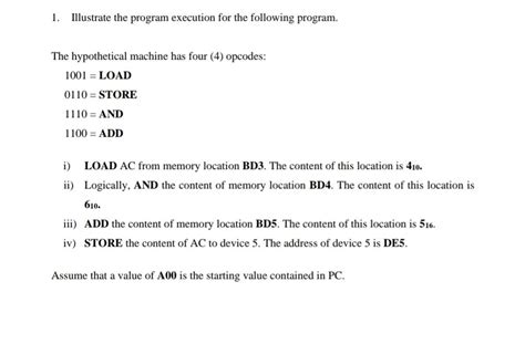 Solved 1 Illustrate The Program Execution For The Following