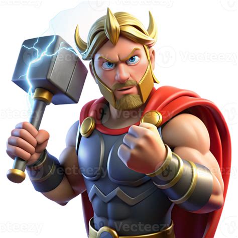 Vibrant Abstract A Powerful Thor Wielding Mjolnir Lightning Crackling Around Him Dramatic