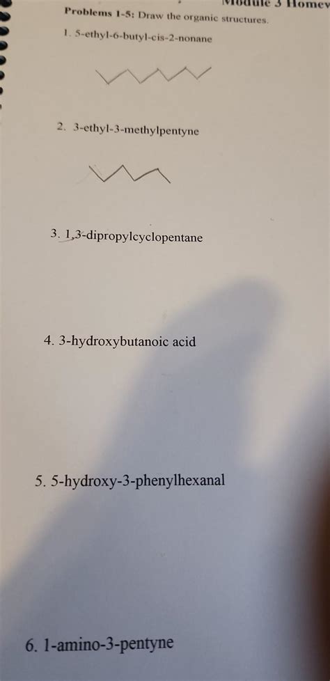 Solved Problems 1 5 Draw The Organic Structures 1