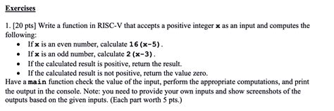 solved exercises a 1 [20 pts] write a function in risc v