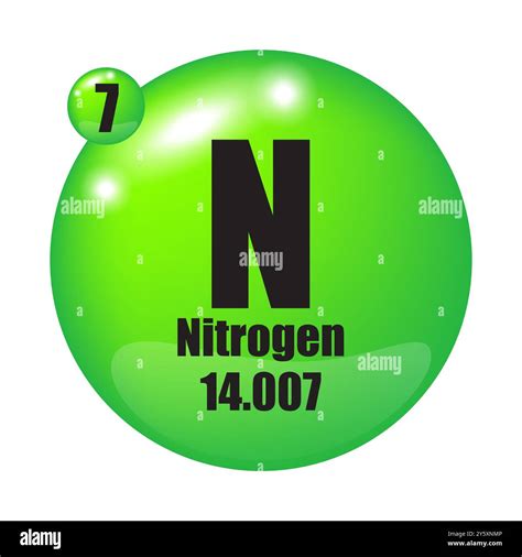Nitrogen Element Icon Atomic Number Atomic Mass Green Spherical Shape Stock Vector