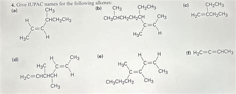 Solved Give IUPAC names for the following alkenes: | Chegg.com