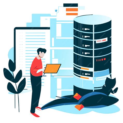 Premium Vector Working With A Sql Database Vector Illustration Flat 2