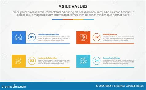 Agile Values Infographic Concept For Slide Presentation With Creative Square Box And Line Bottom