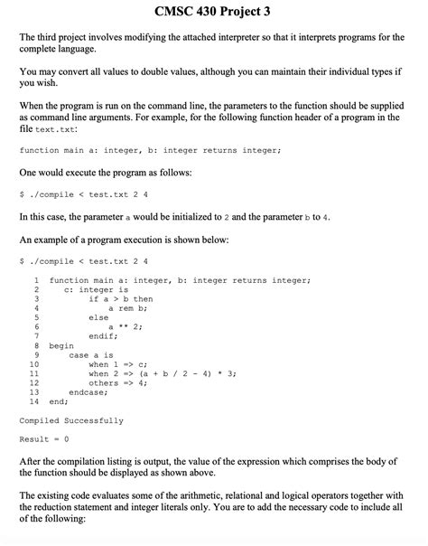 Solved CMSC 430 Project 3 The Third Project Involves Chegg