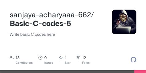 Github Sanjaya Acharyaaa 662basic C Codes 5 Write Basic C Codes Here Github Sanjaya Acharyaaa 662basic C Codes 5 Write Basic C Codes Here