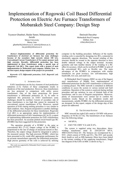 Pdf Implementation Of Rogowski Coil Based Differential Protection On Electric Arc Furnace