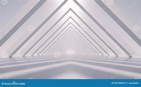 3d Render Abstract Minimal Background White Triangular Corridor Stock Illustration