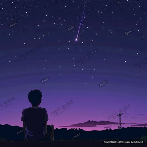 Ai创作图彩色流星雨插画 流星雨星空宇宙 情侣看流星雨 星空下的少年 流星雨素材 创意夜晚星点流星 流星雨图片 仰望星空的人 流星雨七夕情人节 看星星的人 看流星雨 看流星 星辰大海男孩背影