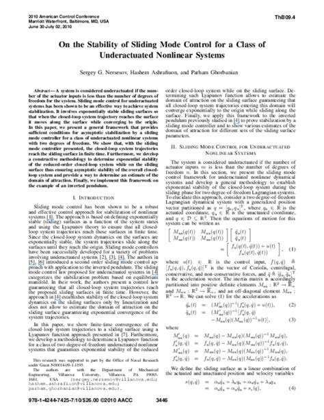 Pdf Optimal Sliding Mode Control For A Class Of Underactuated Nonlinear Systems