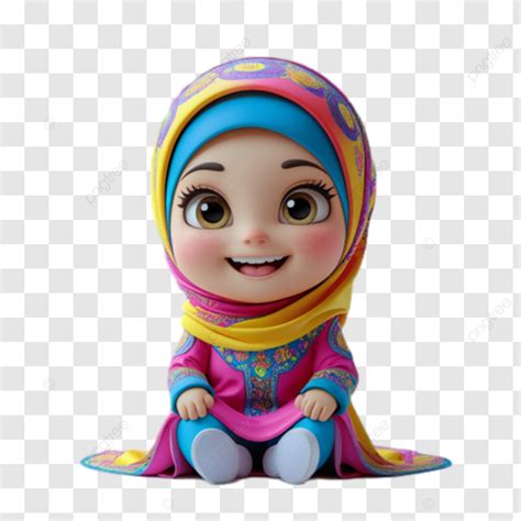 귀여운 3d 무슬림 문자 일러스트 만화 무슬림 캐릭터 화려한 히잡 3d 렌더링 Png 일러스트 및 이미지 에 대한 무료 다운로드 Pngtree