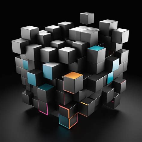 Abstract 3d Rendering Of Geometric Shapes A Composition In Dimensions Premium Ai Generated Image