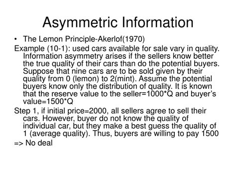 Ppt Chapter 10 Asymmetric Information And Agency Powerpoint