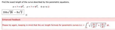 Solved Find The Exact Length Of The Curve Described By The