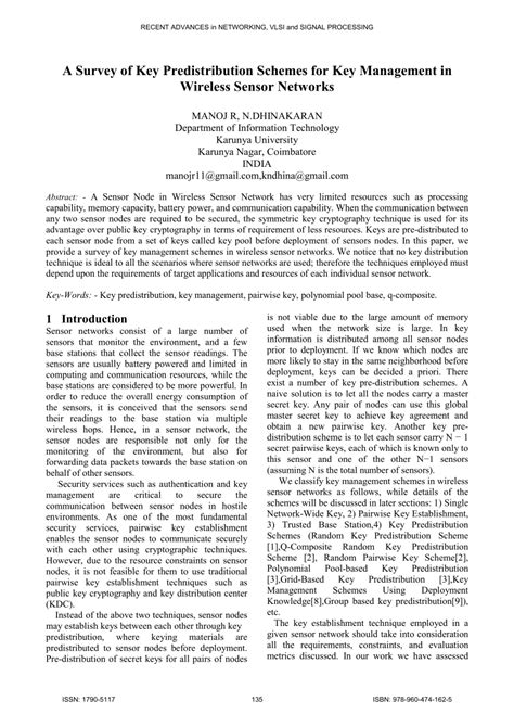 Pdf A Survey Of Key Predistribution Schemes For Key Management In