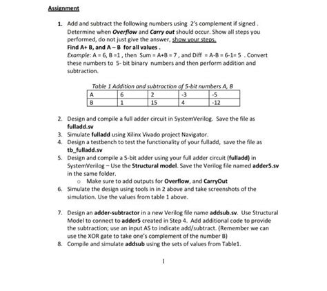 Solved 1 Add And Subtract The Following Numbers Using 2s