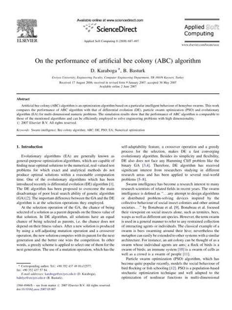 On The Performance Of Artificial Bee Colony Abc Algorithm